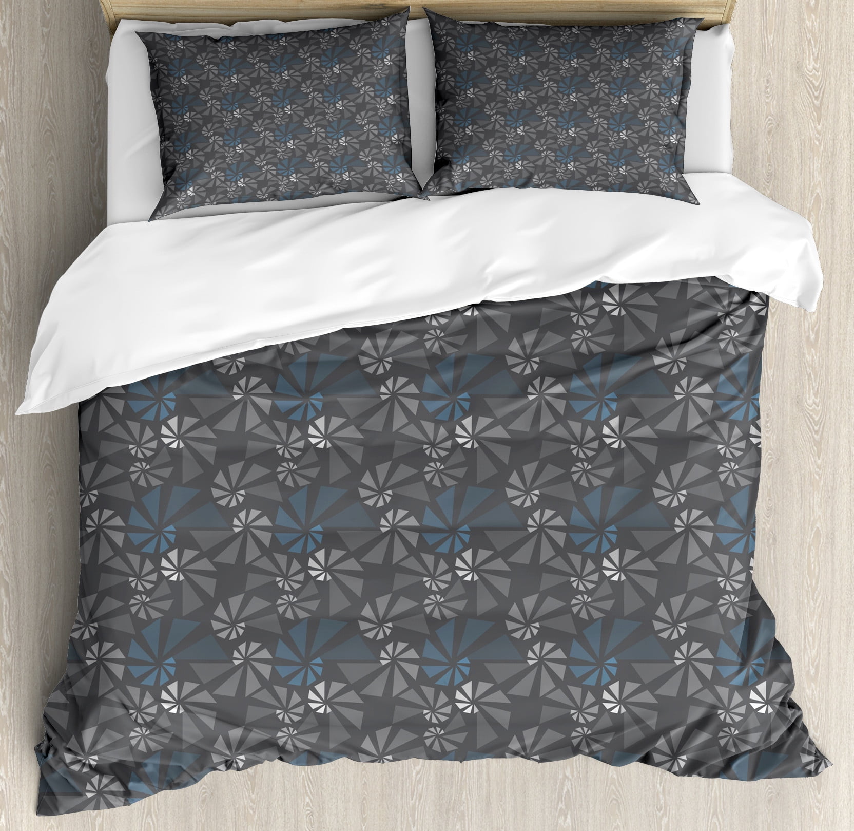 Abstract Art Duvet Cover Set, Geometric Shapes Forming Spiral Hexagon ...