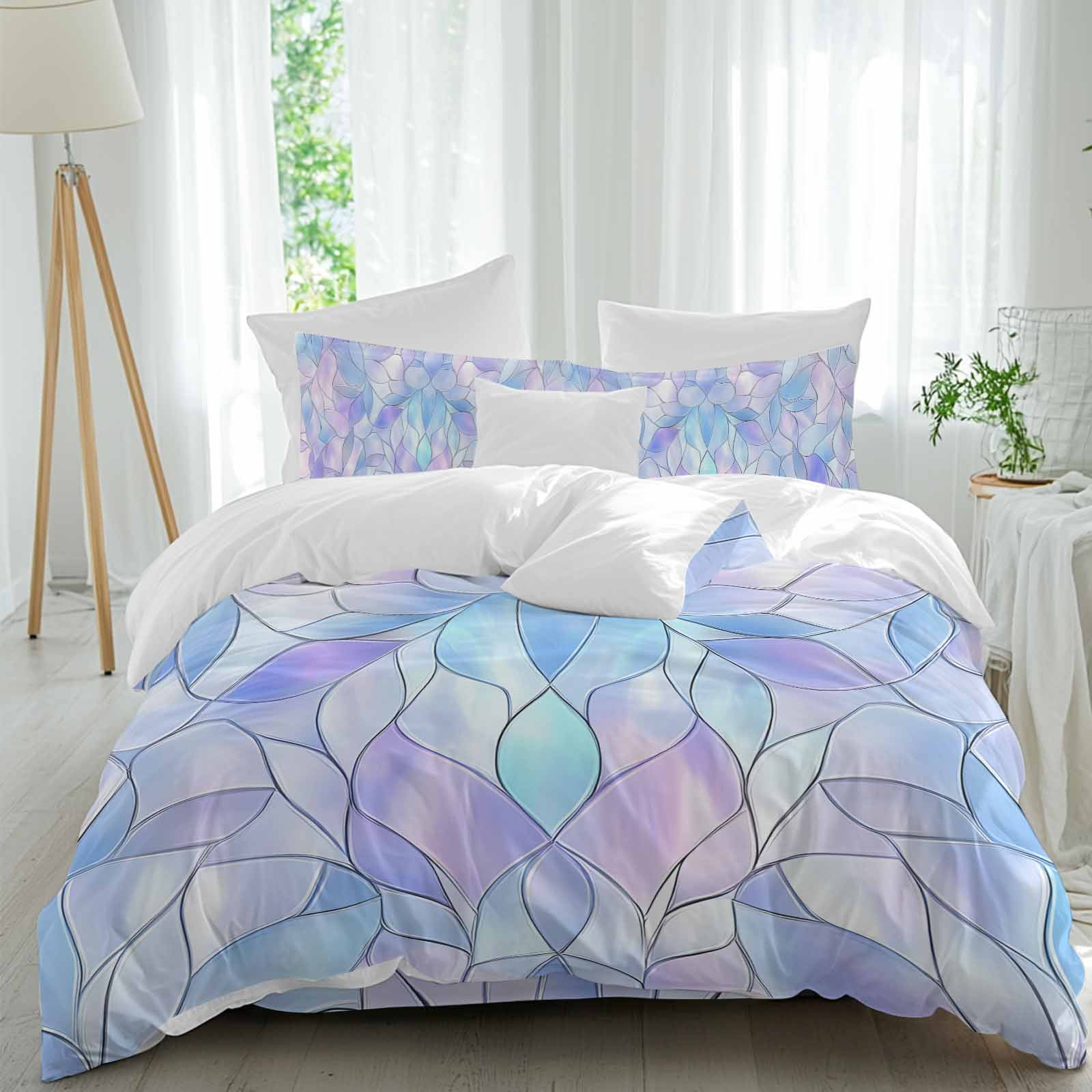 Abstract Art Duvet Cover Set Queen Size, Gradient Stained Glass ...