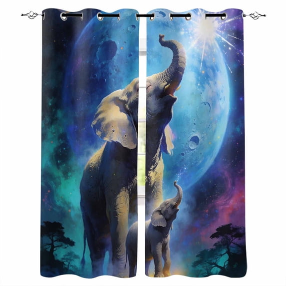 Abstract Art Elephants Blackout Curtains for Bedroom/Living Room ...