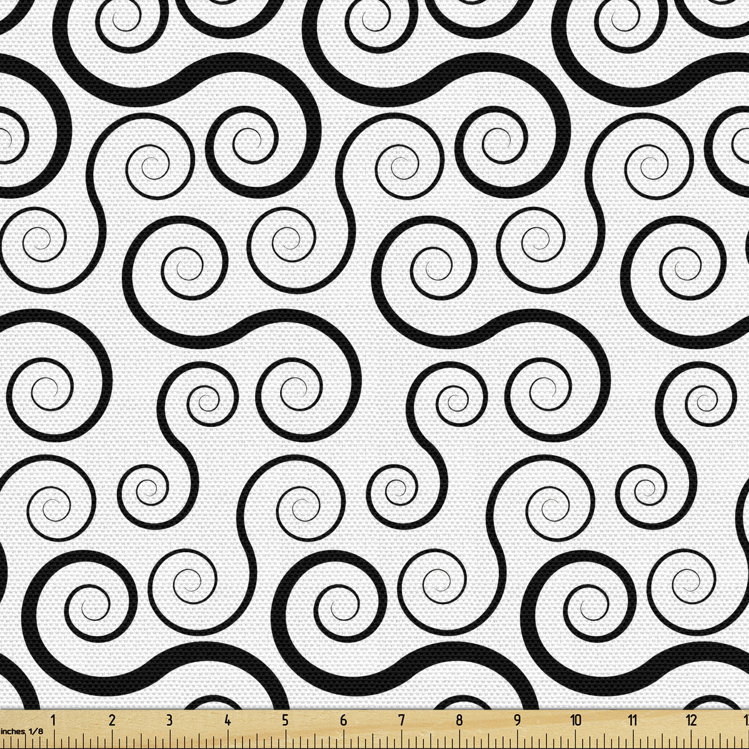 Ambesonne Abstract Art Fabric by the Yard Upholstery, Monochrome Swirly ...
