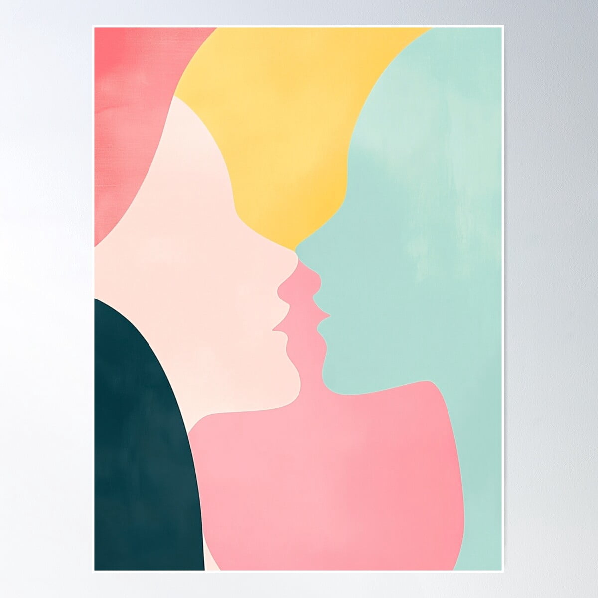Abstract Art Featuring Two Colorful Faces In Profile Against A Soft ...