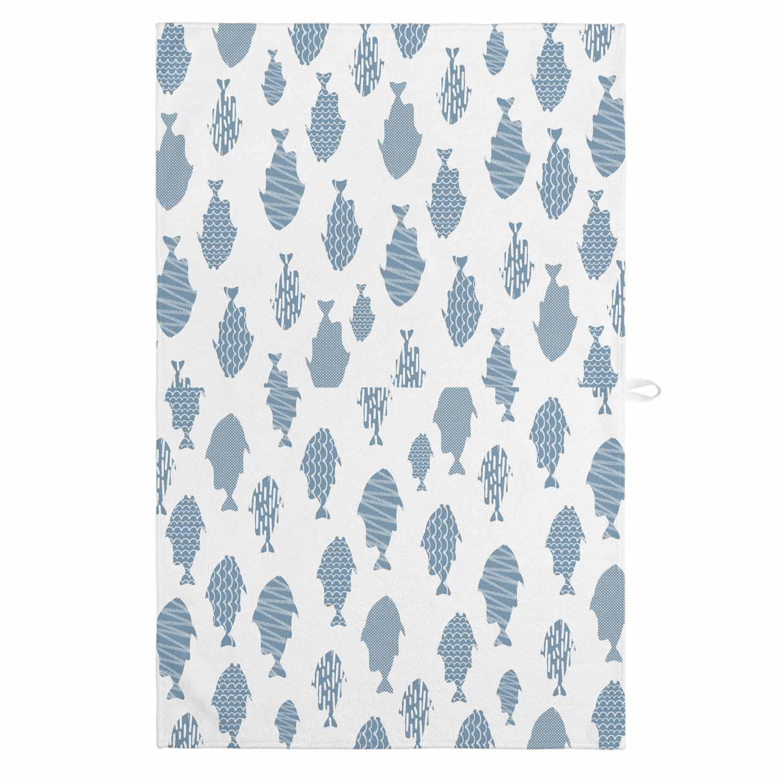 Abstract Art Fish Blue 1 Pack Kitchen Towel, Water Absorbent Dish Towel ...