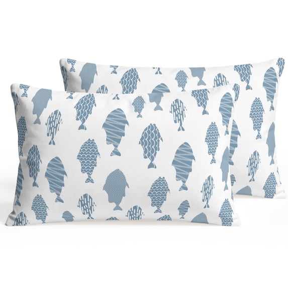 Abstract Art Fish Blue Lumbar Pillow Covers 12 x 20 Inch Pillow Covers ...