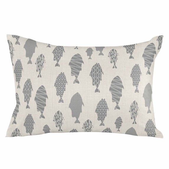 Abstract Art Fish Grey Throw Pillow Cover 12 x 20 Inch Decorative ...