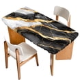 Abstract Art Fitted Rectangle Tablecloth 24" x 36" Black Blue Water ...