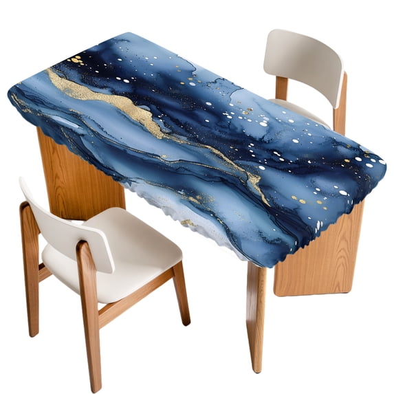 Abstract Art Fitted Rectangle Tablecloth 24" x 36" Gold Blue Gradient ...