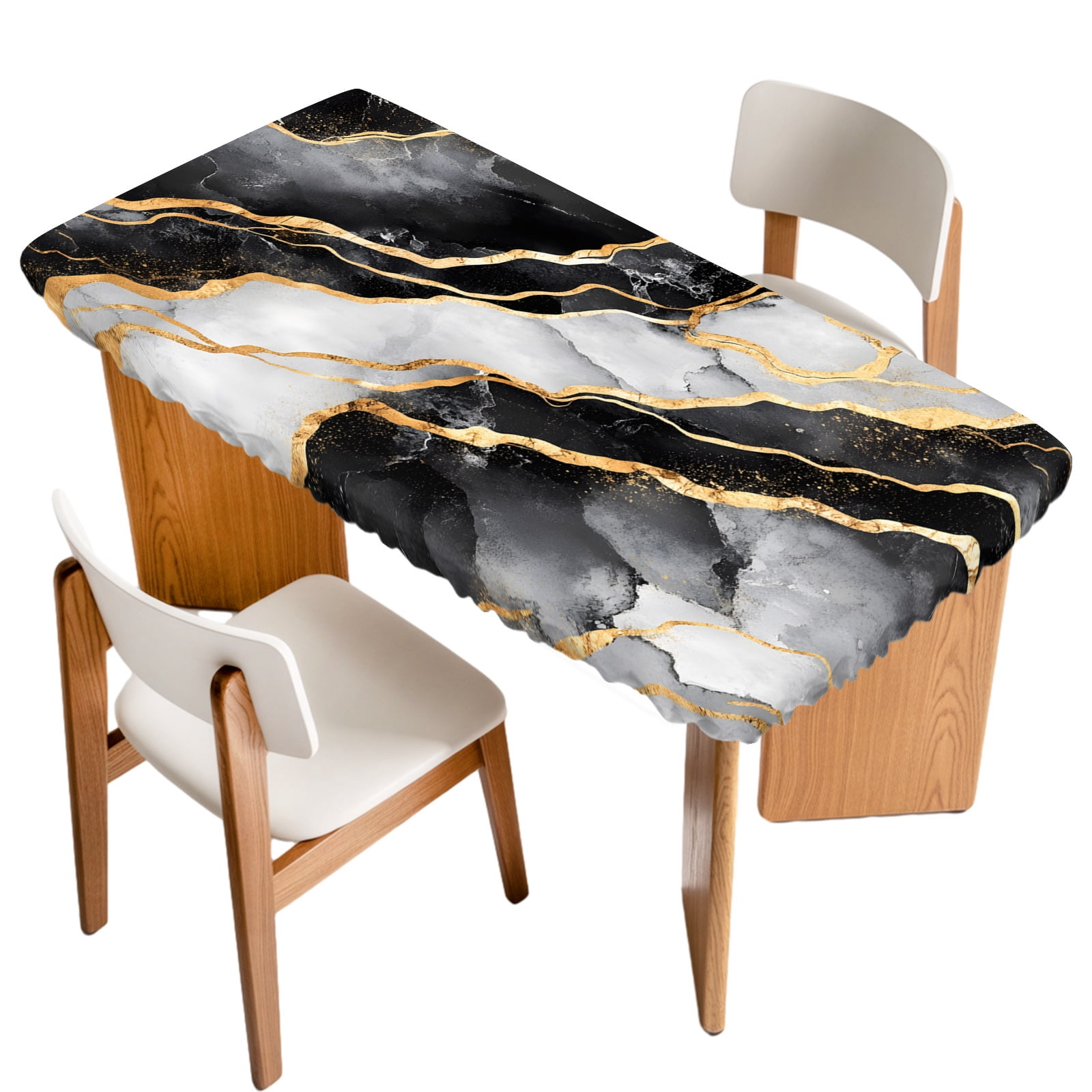Abstract Art Fitted Rectangle Tablecloth 24" x 36" White Black Gradient ...