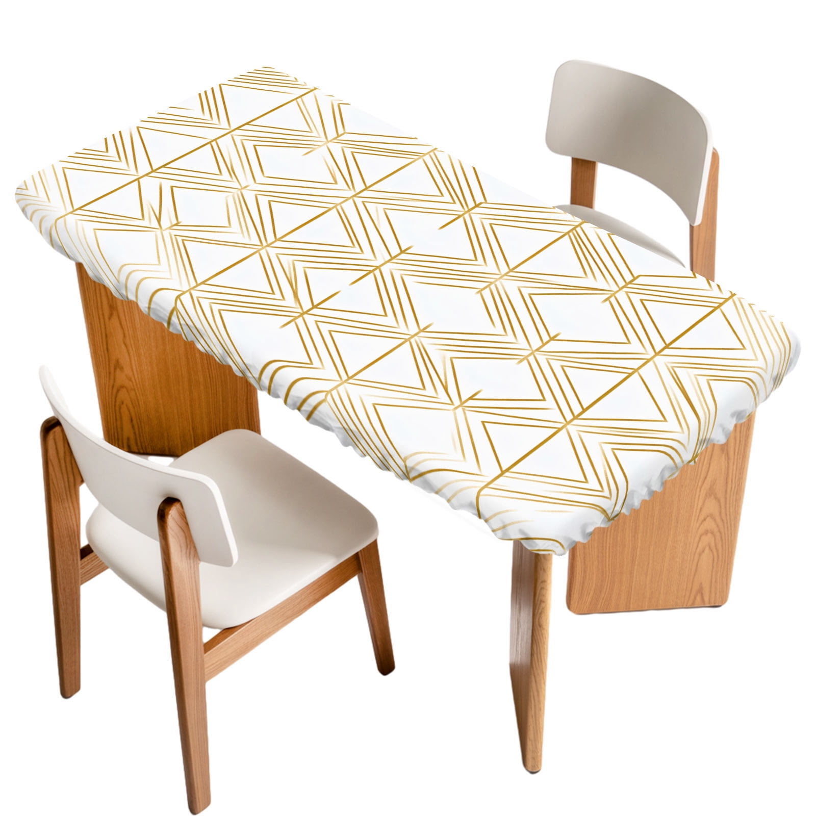 Abstract Art Fitted Rectangle Tablecloth 24" x 50" Golden Lines ...