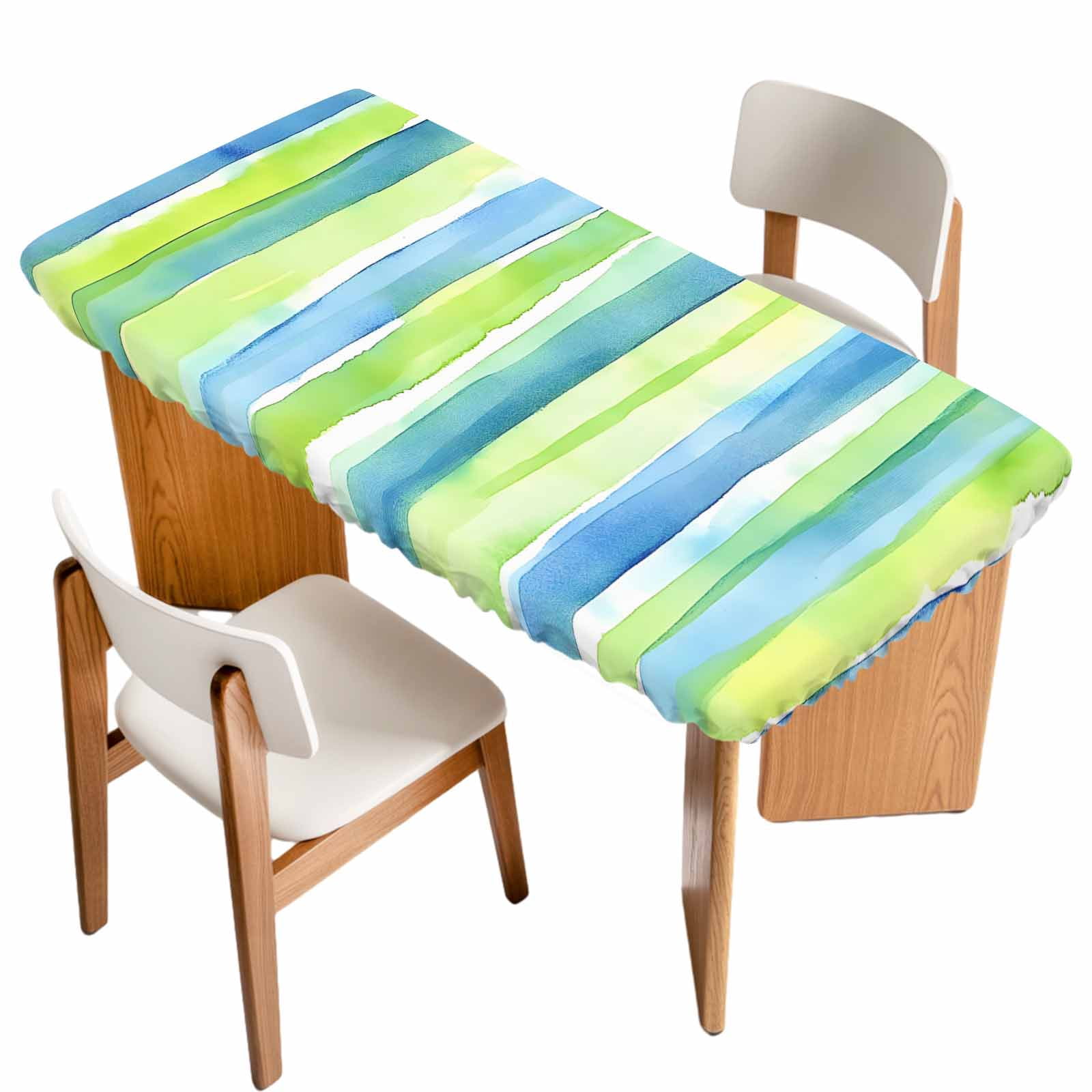 Abstract Art Fitted Rectangle Tablecloth 30" x 60" Blue Green Line ...