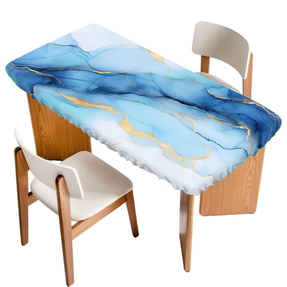 Abstract Art Fitted Rectangle Tablecloth 30" x 60" Teal Gold Gradient ...