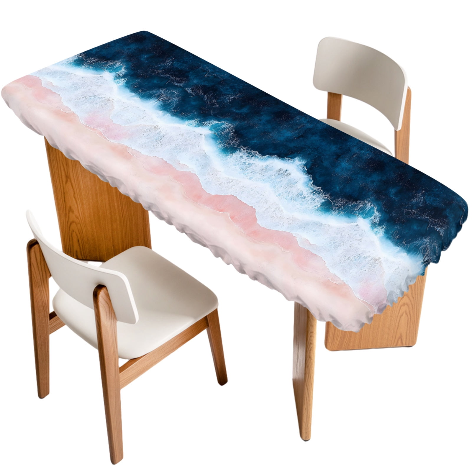 Abstract Art Fitted Rectangle Tablecloth 32" x 96" Deep Blue Sea Beach ...