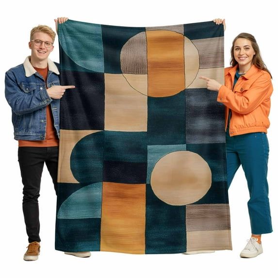 Abstract Art Flannel Blanket for Bed,Travel and Camping, Blue Brown ...