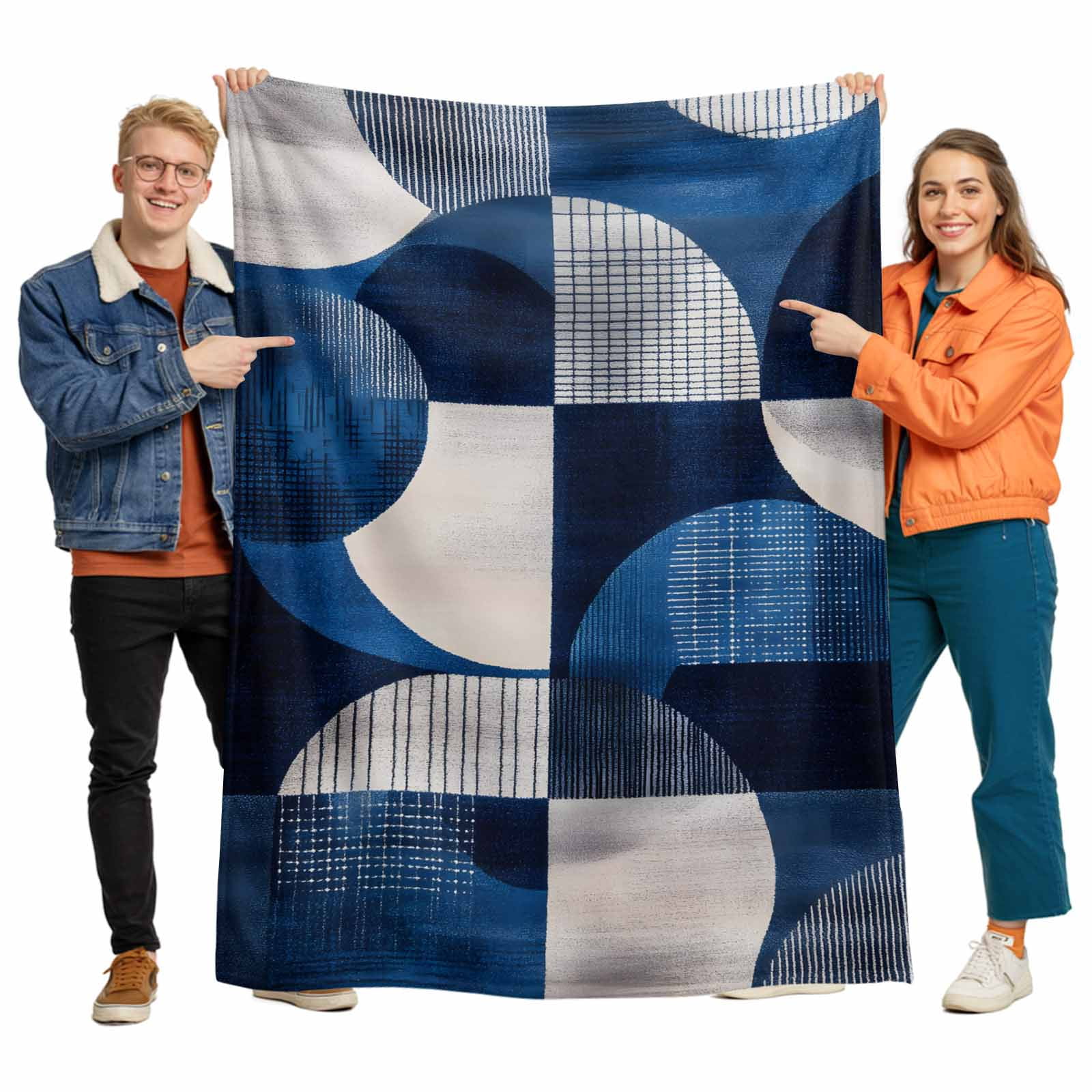 Abstract Art Flannel Blanket for Bed,Travel and Camping, Modernism Blue ...