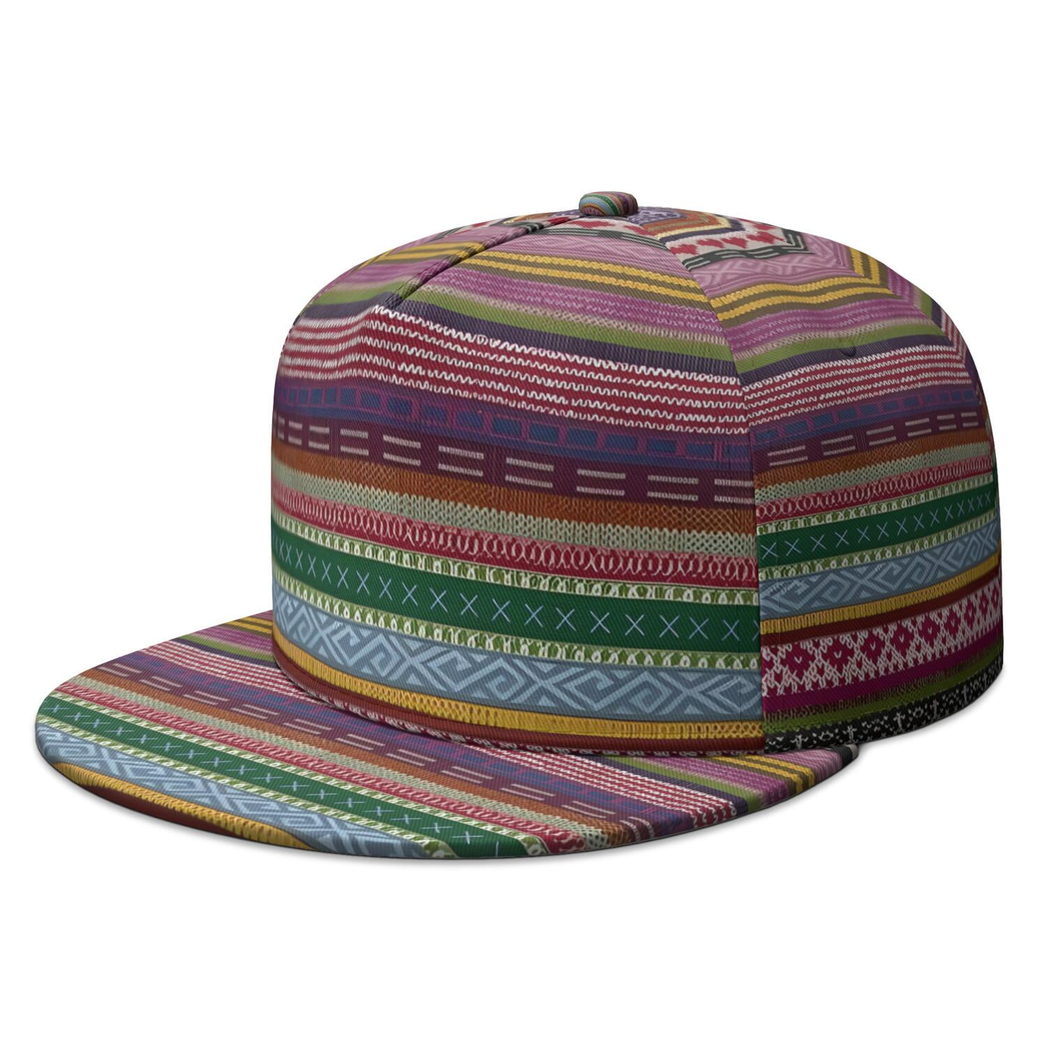 Abstract Art Flat Brim Cap - Vintage Bohemian Style, Adjustable ...