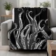 Abstract Art Fleece Throw Blanket Black Octopus Tentacles Ocean Animal ...