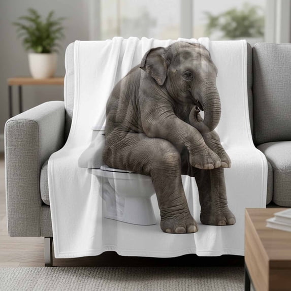 Abstract Art Fleece Throw Blanket Funny A Thinking Elephant Sitting on ...