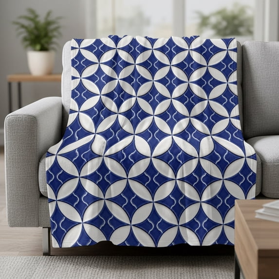 Abstract Art Fleece Throw Blanket Geometric Medieval Circular Modules ...