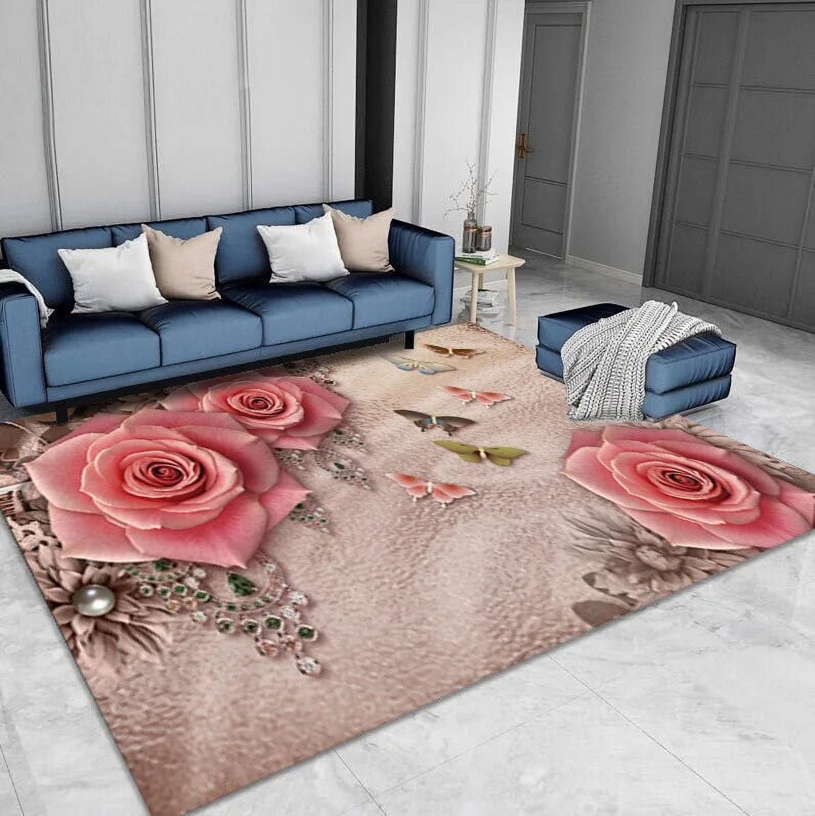 Abstract Art Floral Carpets Hallway Rug 3D Flower Living Room Bedroom ...