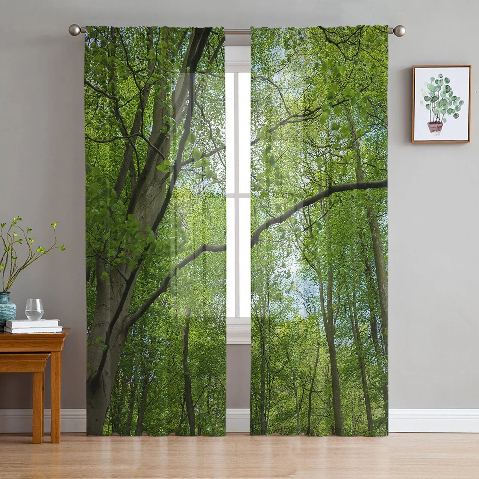 Abstract Art Forest Voile Curtains for Bedroom Tulle Window Curtain for ...