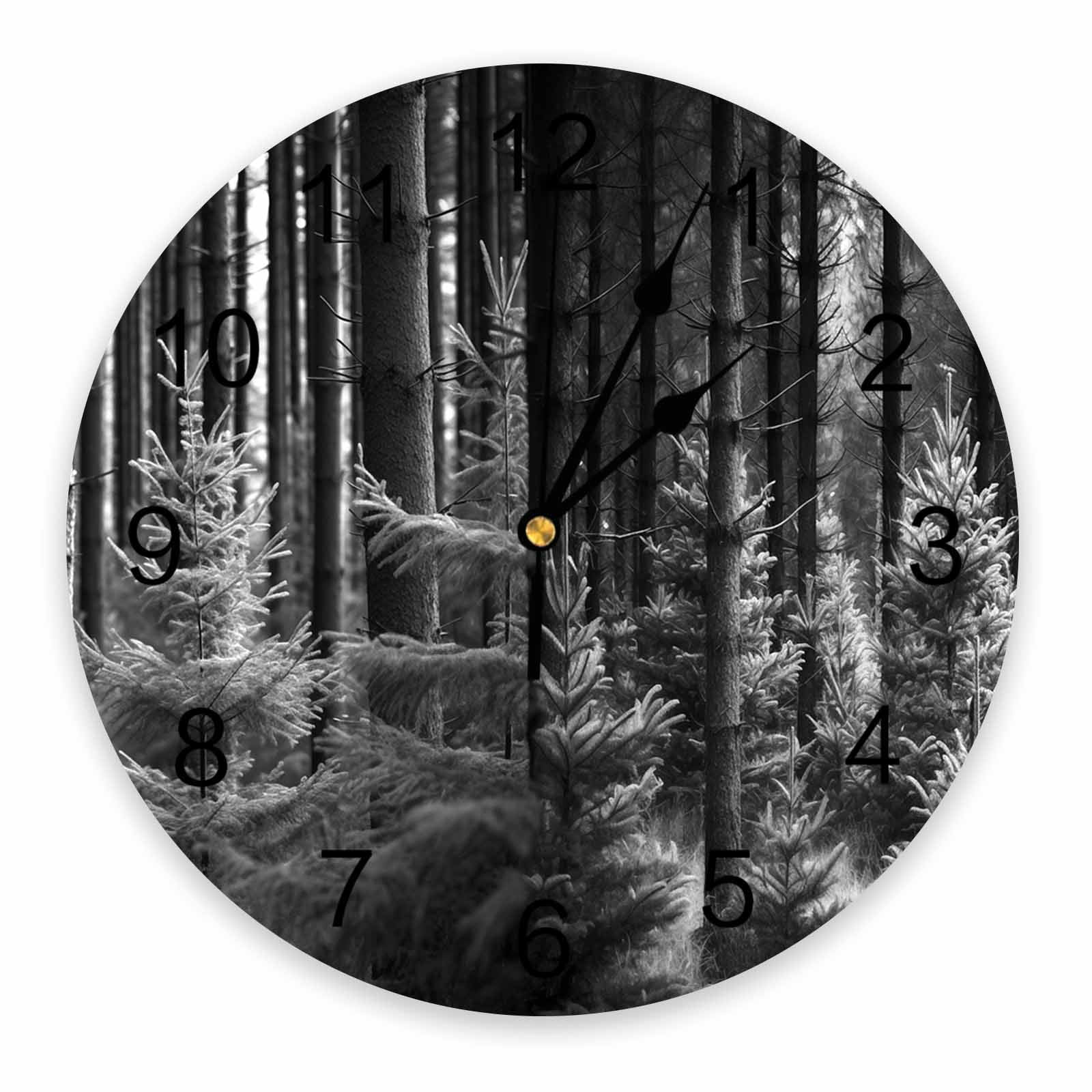 Abstract Art Forest Wall Clock Large Modern Kitch Dinning Round Wall ...