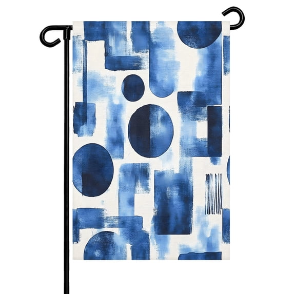Abstract Art Garden Flag 12x18 Inch Blue Geometric Color Block Double ...