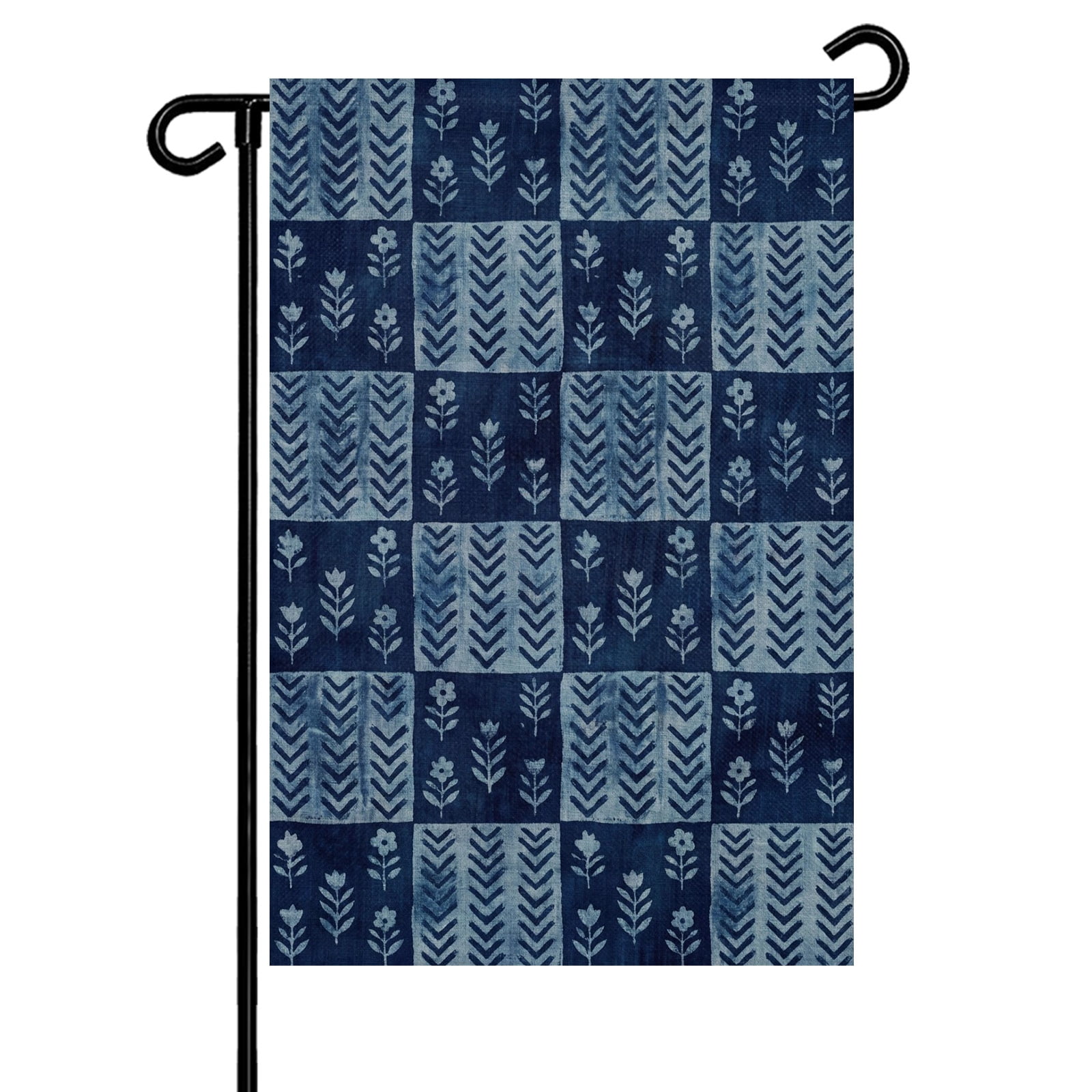 Abstract Art Garden Flag 28x40 Inch Vintage Flowers Plants Lines Dark ...