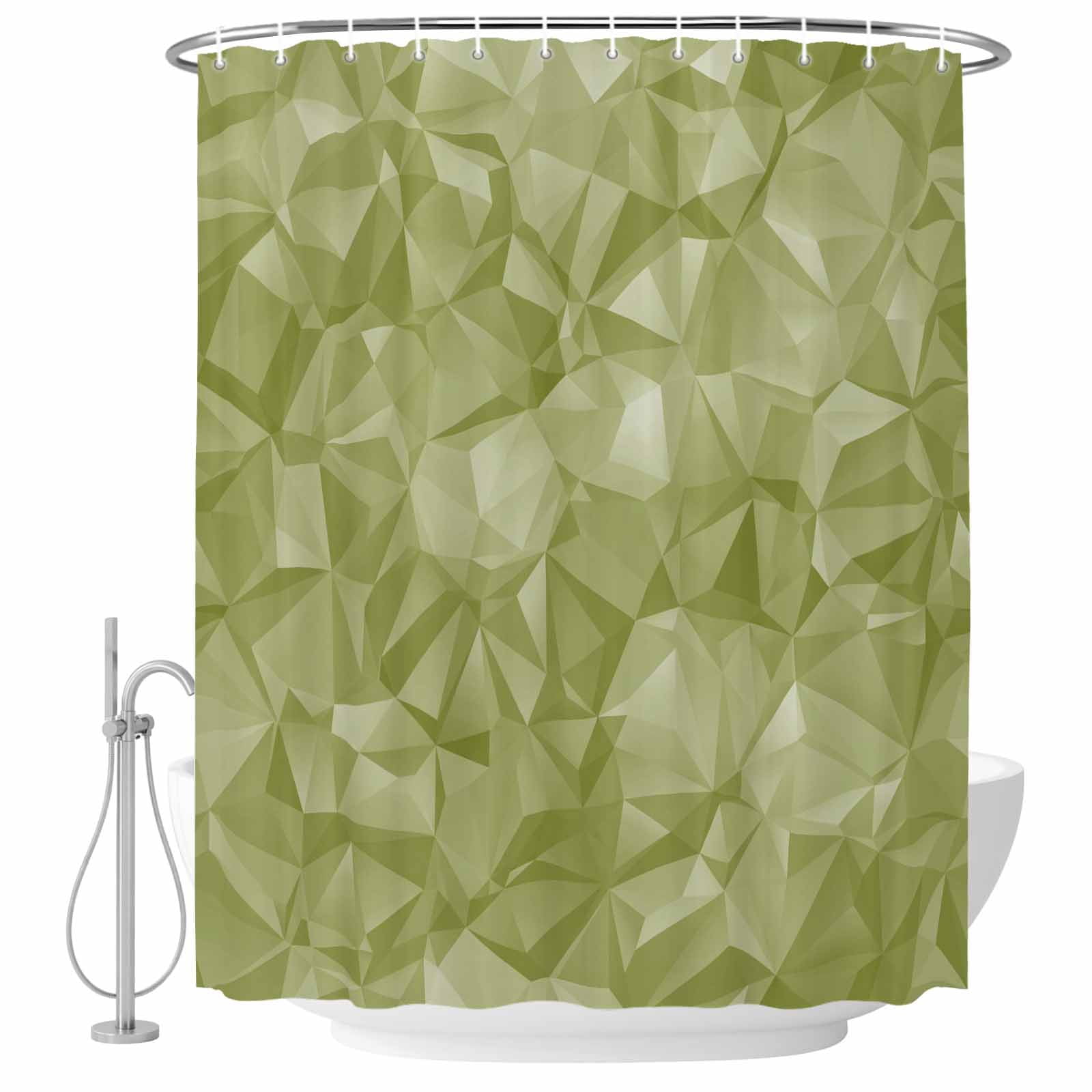 Abstract Art Geometric Shower Curtain for Bathroom, Green Modern ...