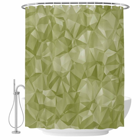 Abstract Art Geometric Shower Curtain for Bathroom, Green Modern ...