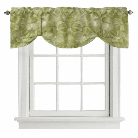 Abstract Art Geometric Tie Up Valance Curtains Green Modern Artificial ...