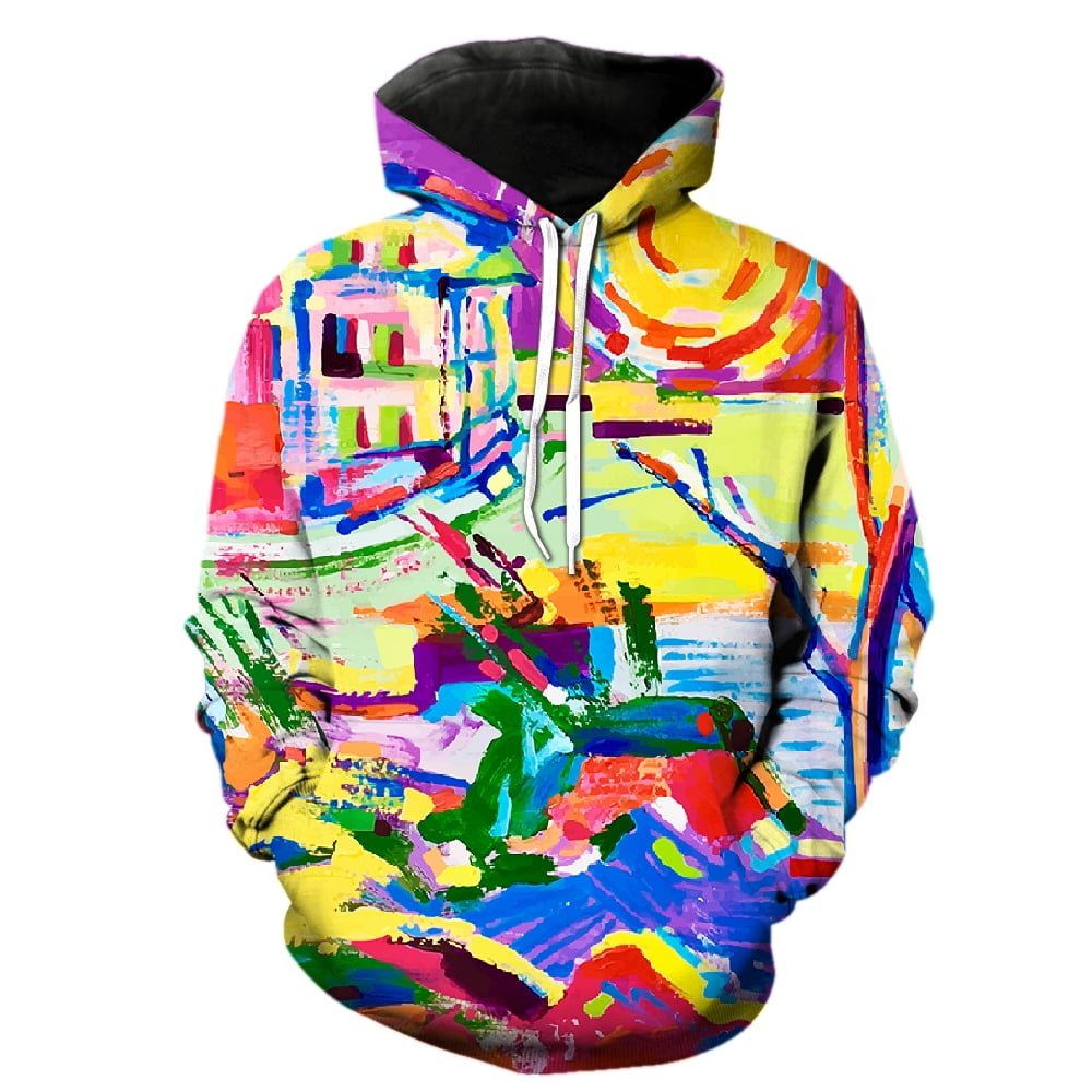 Abstract Art Graffiti Men's Hoodies Oversized 3D Print Streetwear Cool ...