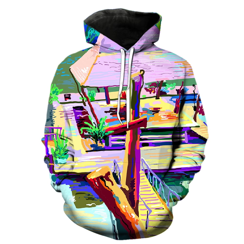 Abstract Art Graffiti Men's Hoodies Oversized 3D Print Streetwear Cool ...