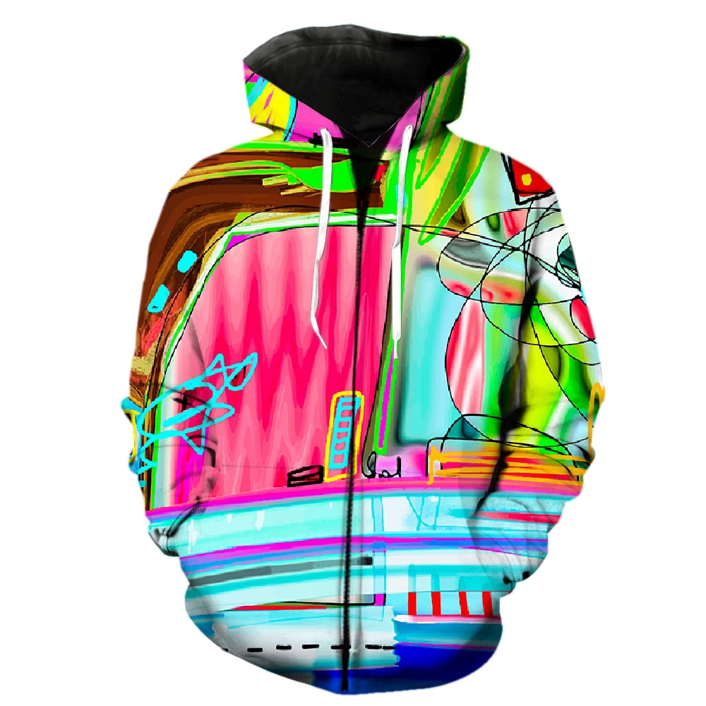 Abstract Art Graffiti Men's Zipper Hoodie 3D Print Spring Long Sleeve ...