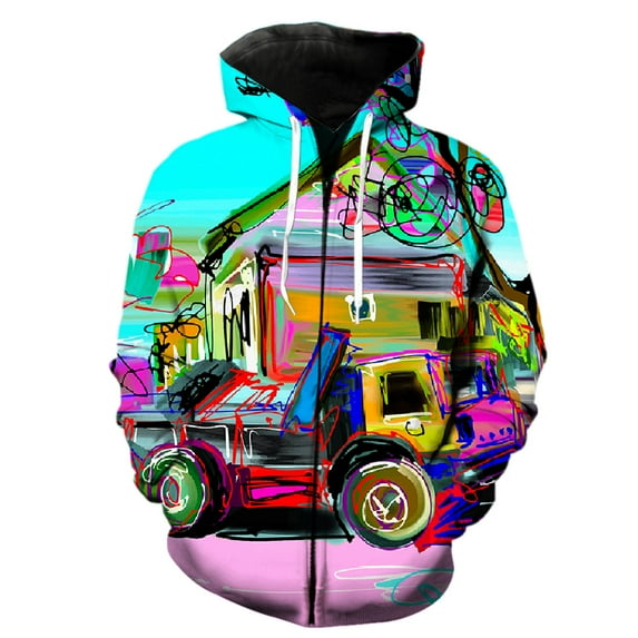 Abstract Art Graffiti Men's Zipper Hoodie 3D Print Spring Long Sleeve ...