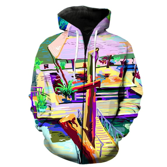 Abstract Art Graffiti Men's Zipper Hoodie 3D Print Spring Long Sleeve ...