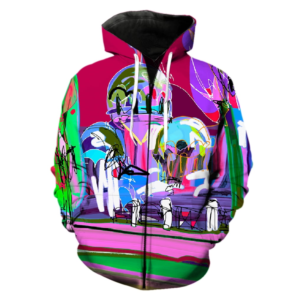 Abstract Art Graffiti Men's Zipper Hoodie 3D Print Spring Long Sleeve ...