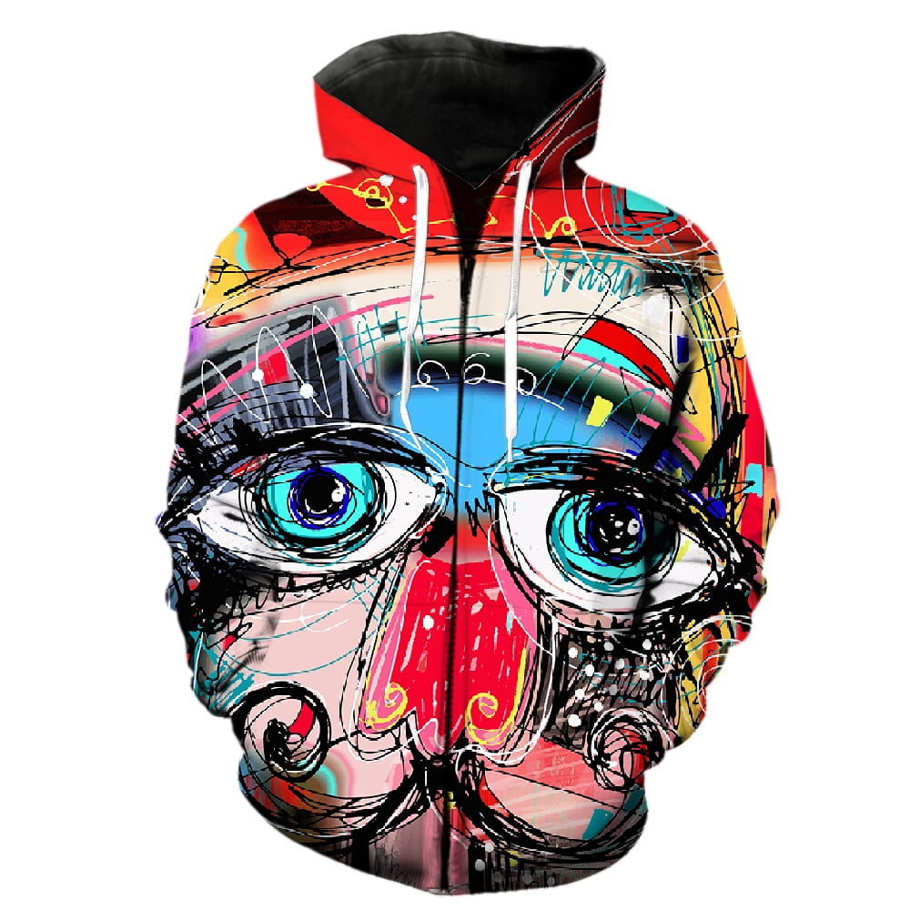 Abstract Art Graffiti Men's Zipper Hoodie Casual Streetwear Funny ...