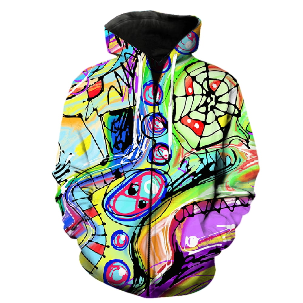 Abstract Art Graffiti Men's Zipper Hoodie Fashion Casual Long Sleeve ...
