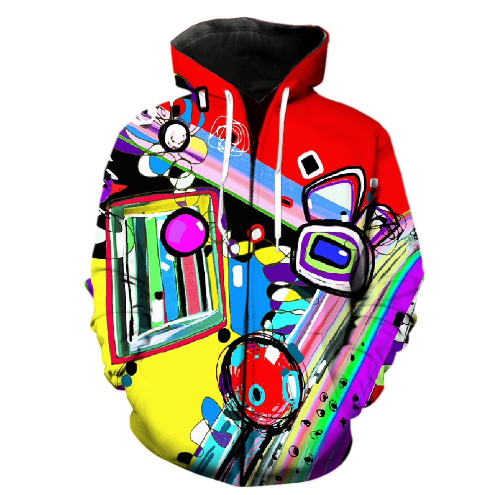 Abstract Art Graffiti Men's Zipper Hoodie Fashion Unisex Casual 2024 ...
