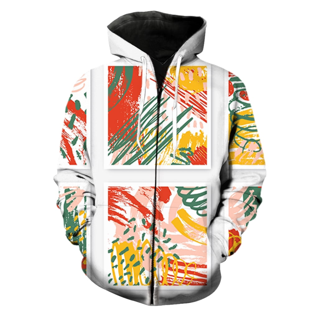 Abstract Art Graffiti Men's Zipper Hoodie Hip Hop Sweatshirts ...