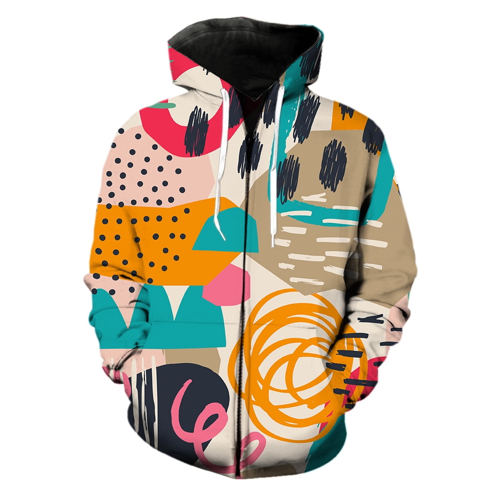 Abstract Art Graffiti Men's Zipper Hoodie Long Sleeve 3D Printed Funny ...