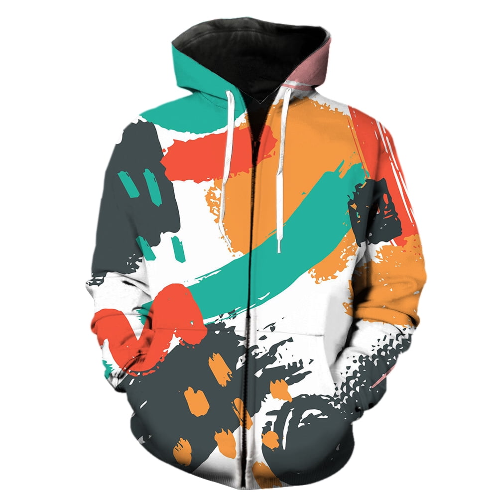 Abstract Art Graffiti Men's Zipper Hoodie Long Sleeve 3D Printed Funny ...