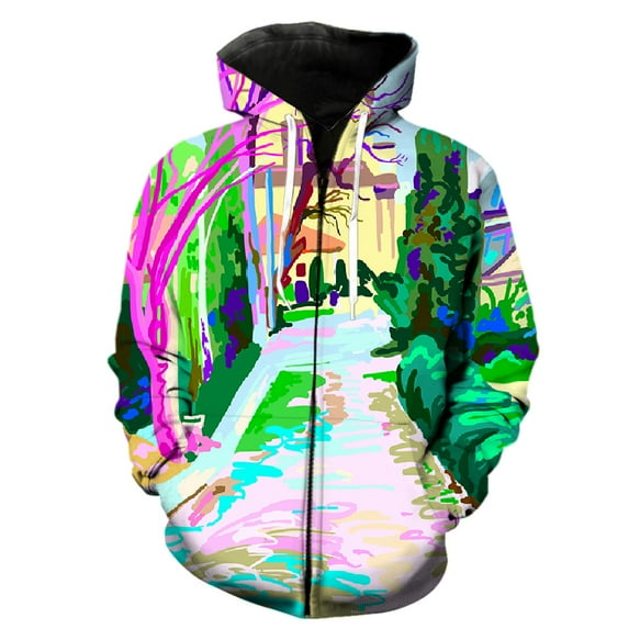 Abstract Art Graffiti Men's Zipper Hoodie Streetwear Cool Unisex 3D ...