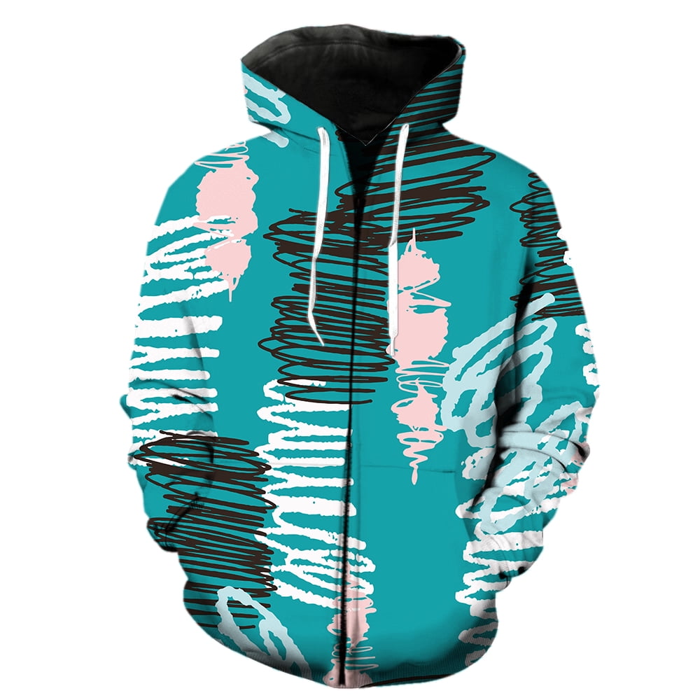 Abstract Art Graffiti Men's Zipper Hoodie Teens Oversized Cool Spring ...