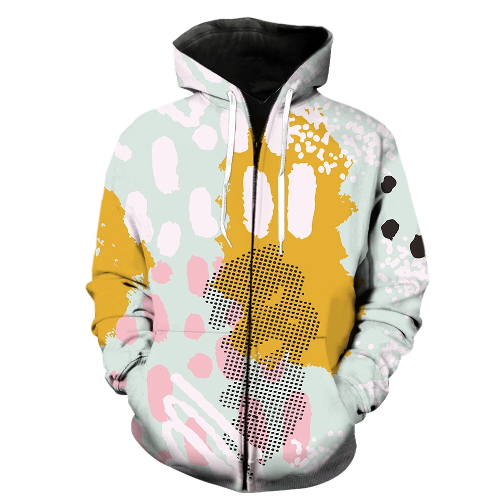 Abstract Art Graffiti Men's Zipper Hoodie Teens Oversized Cool Spring ...