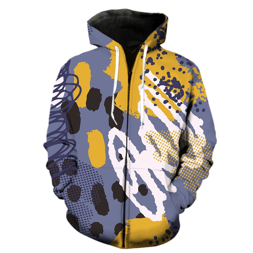 Abstract Art Graffiti Men's Zipper Hoodie Teens Oversized Cool Spring ...