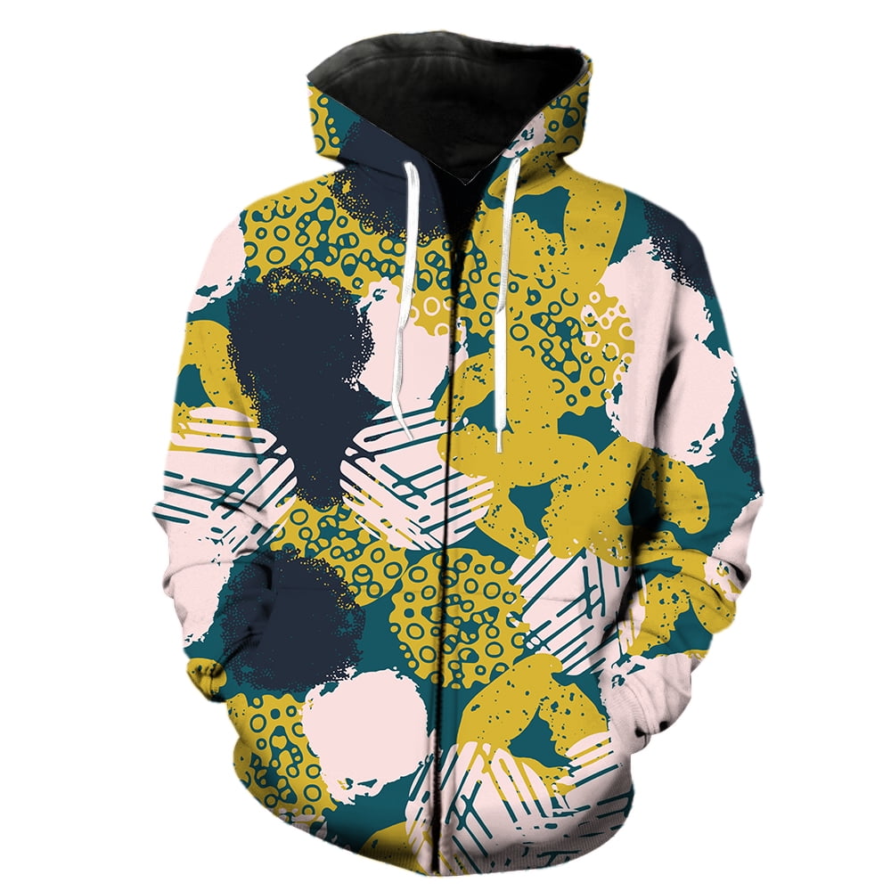 Abstract Art Graffiti Men's Zipper Hoodie Teens Oversized Cool Spring ...