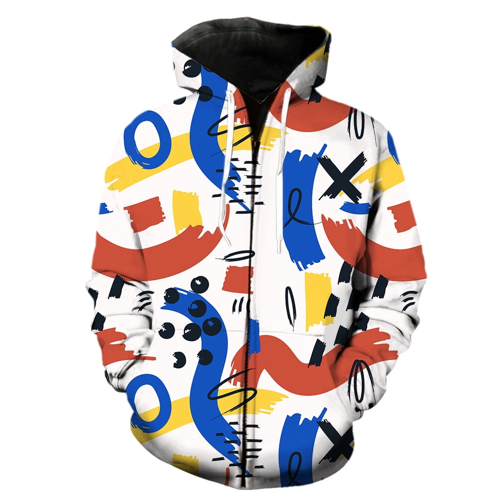 Abstract Art Graffiti Men's Zipper Hoodie With Hood Jackets Casual Cool ...