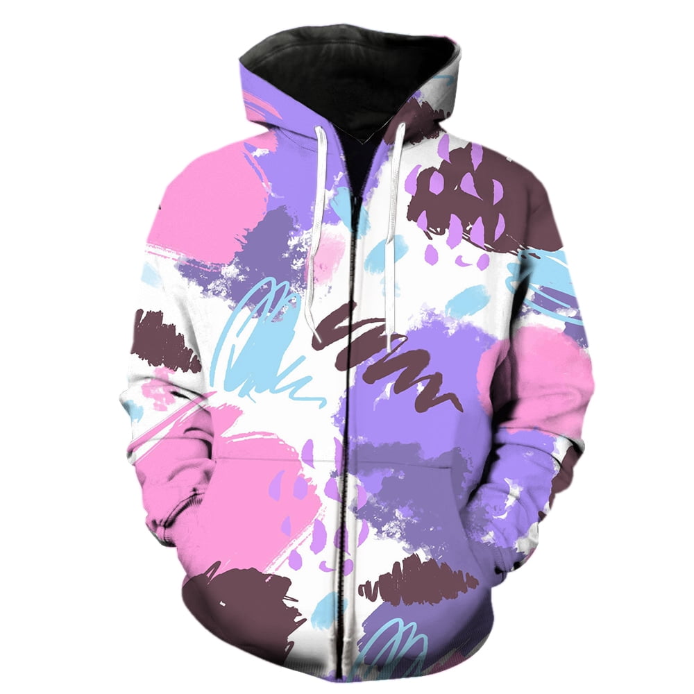 Abstract Art Graffiti Men's Zipper Hoodie With Hood Jackets Casual Cool ...