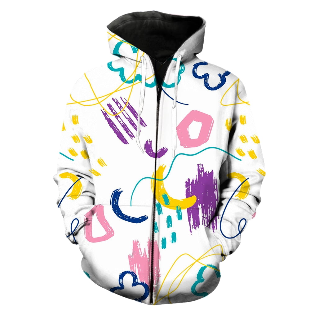 Abstract Art Graffiti Men's Zipper Hoodie With Hood Jackets Casual Cool ...