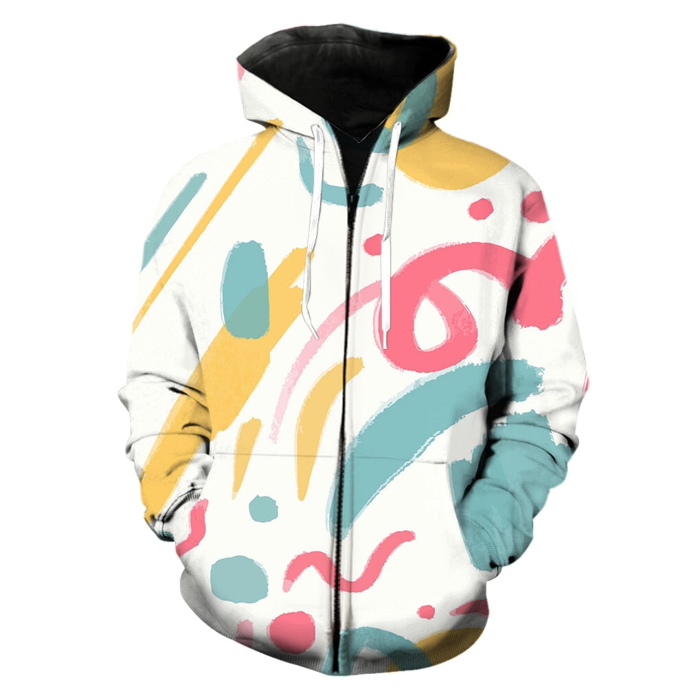 Abstract Art Graffiti Men's Zipper Hoodies Funny Long Sleeve With Hood ...